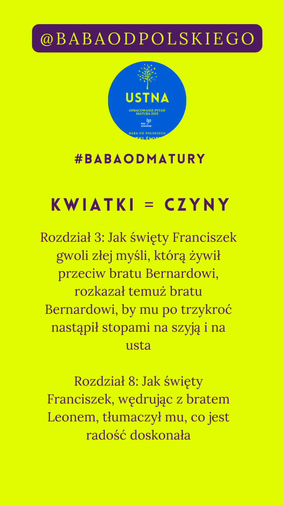 Kwiatki św. Franciszka - omówienie i streszczenie - Baba od polskiego