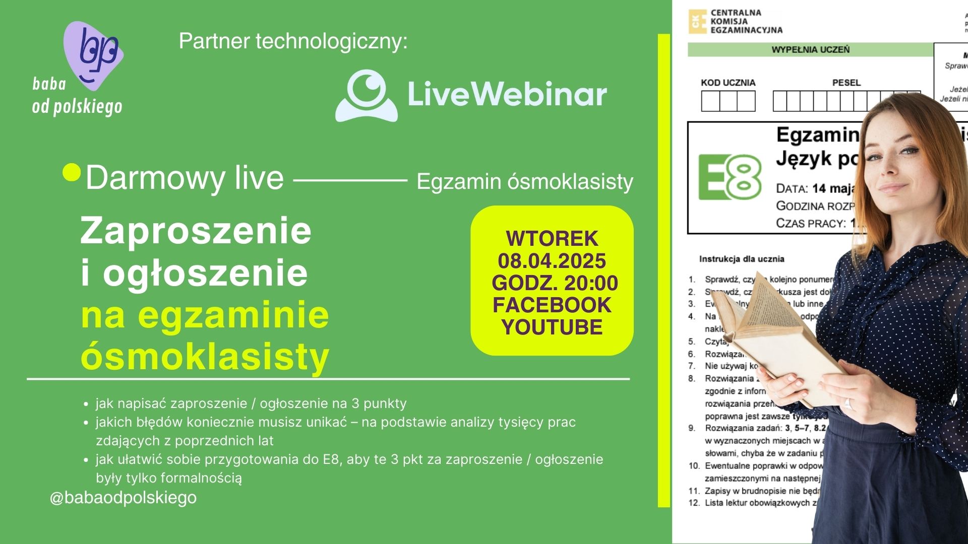 [WEBINAR] Zaproszenie i ogłoszenie na egzaminie ósmoklasisty - Baba od ...
